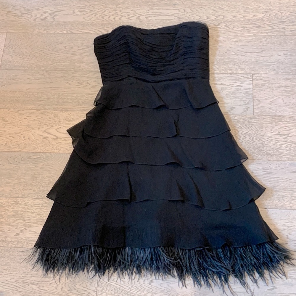Bcbg Black Ostrich Feather Plume Trim Bandeau Top Tie… - Gem